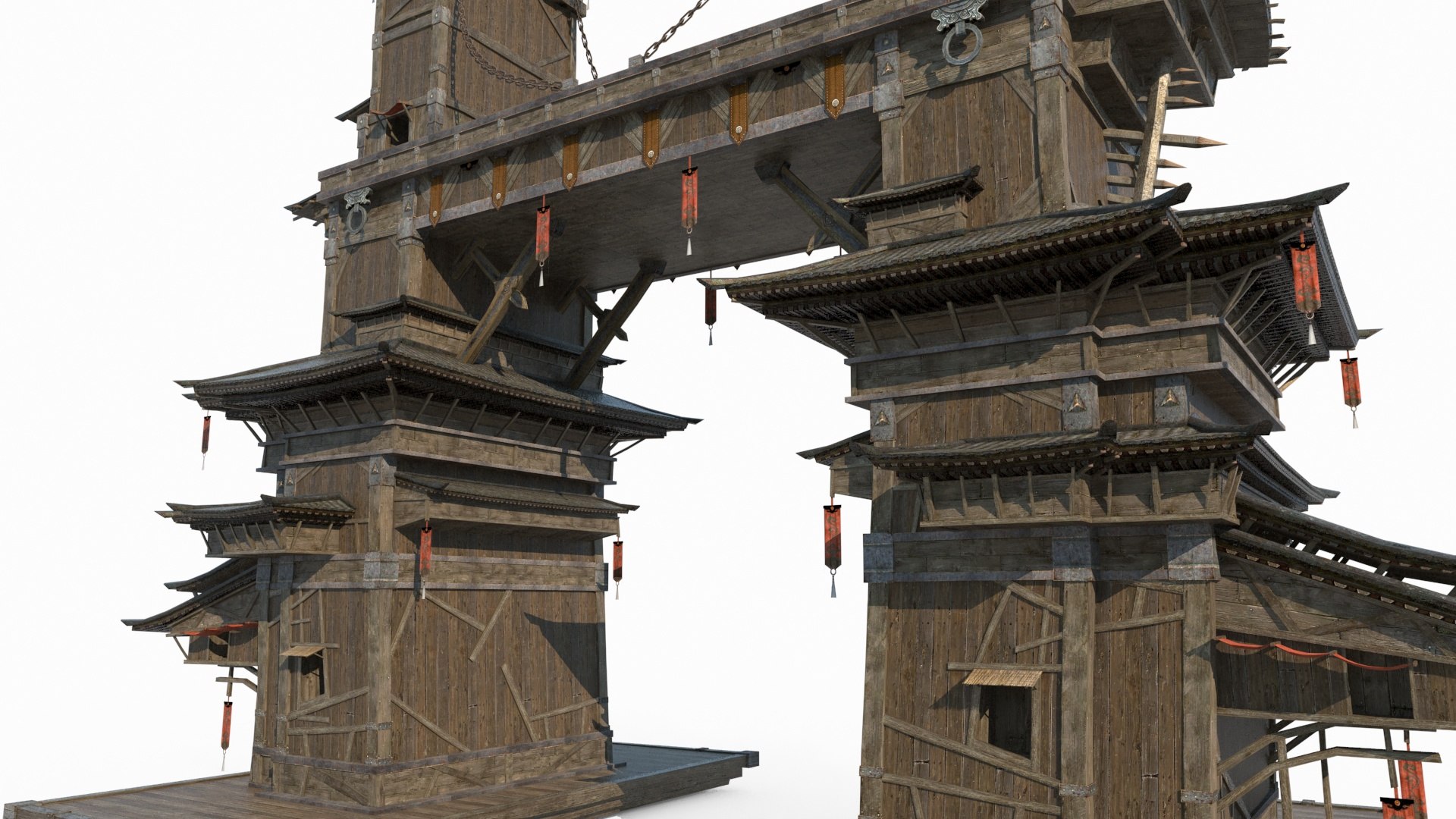 Defense Checkpoint Of Ancient Buildings In Asia Model - TurboSquid 2034187