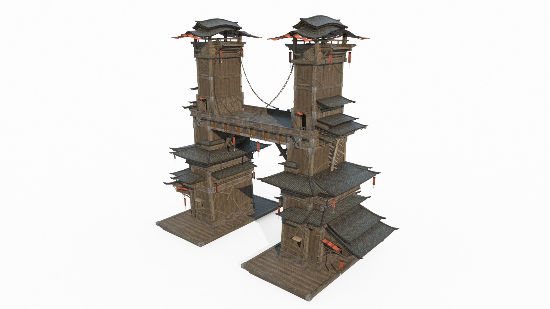 Defense Checkpoint Of Ancient Buildings In Asia Model - TurboSquid 2034187