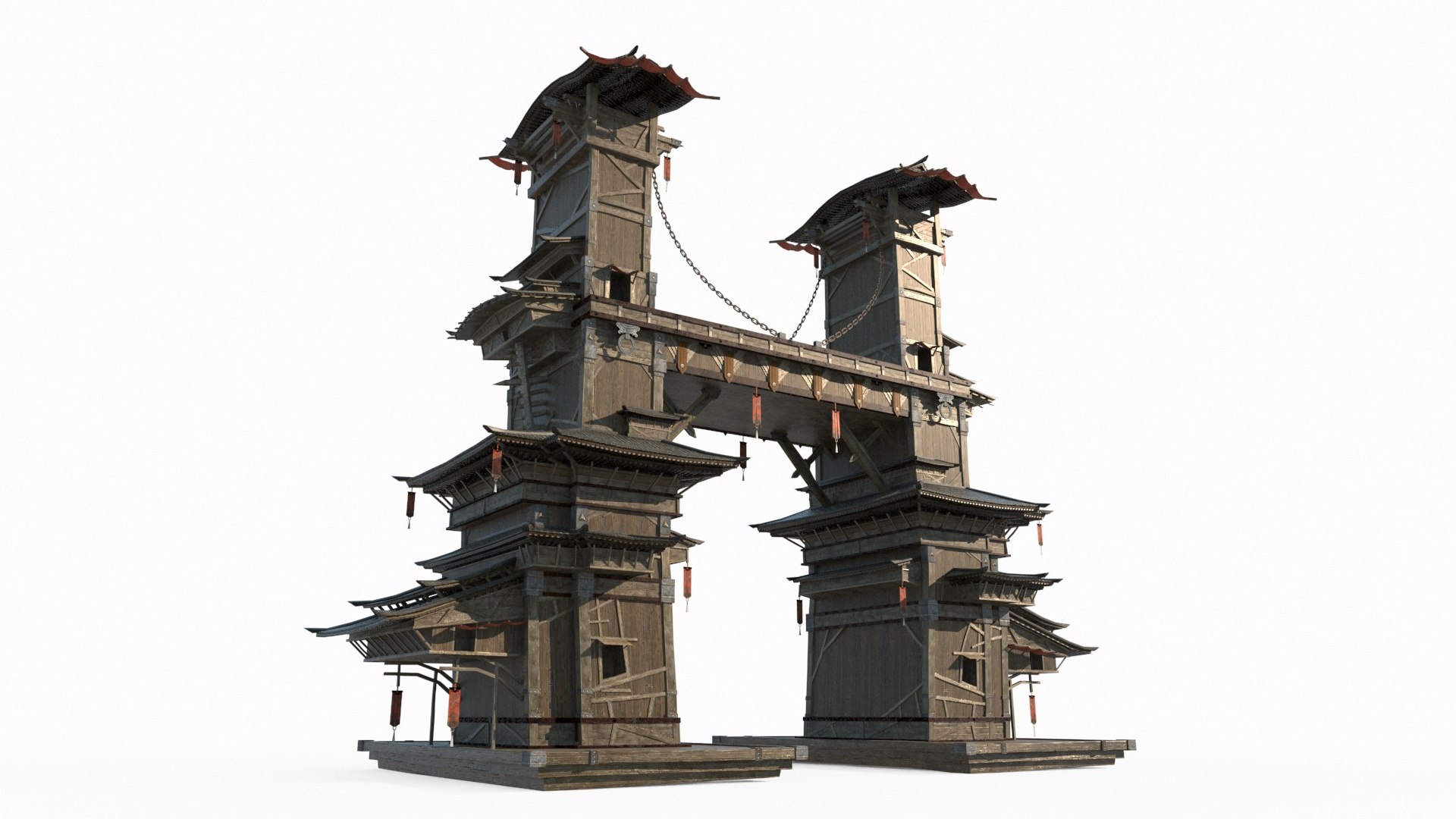 Defense Checkpoint Of Ancient Buildings In Asia Model - TurboSquid 2034187
