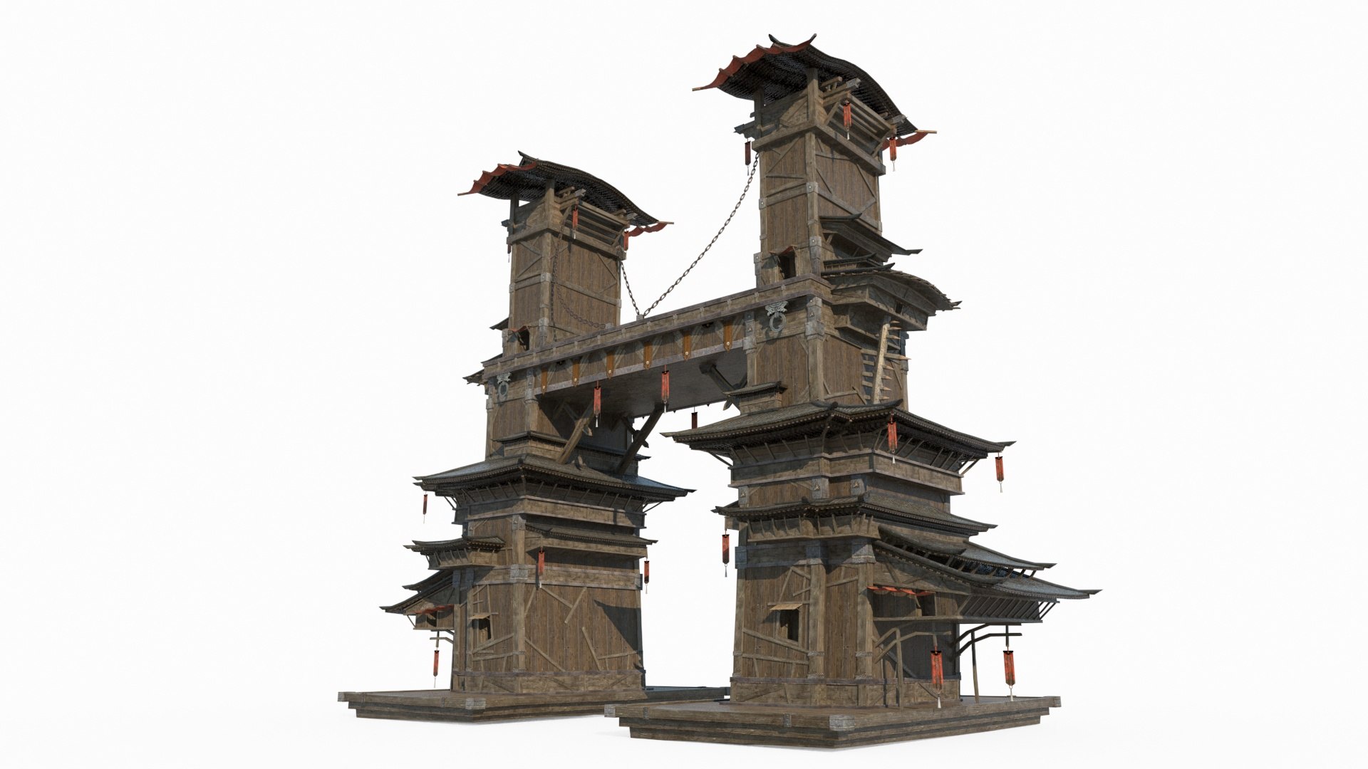 Defense Checkpoint Of Ancient Buildings In Asia Model - TurboSquid 2034187