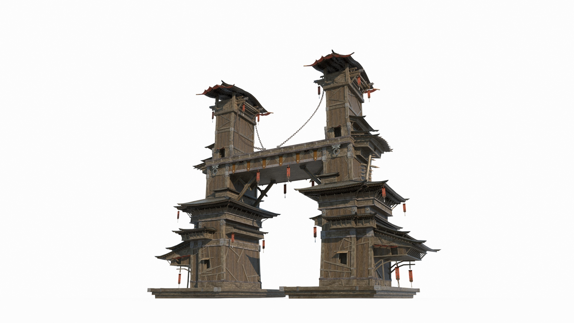 Defense Checkpoint Of Ancient Buildings In Asia Model - TurboSquid 2034187