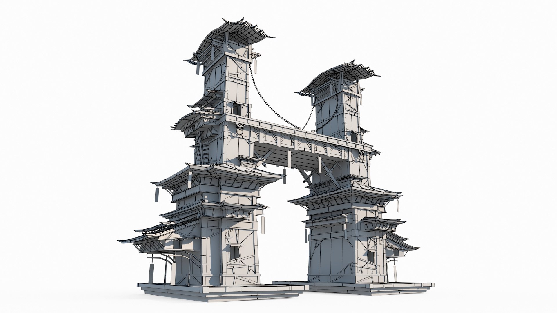 Defense Checkpoint Of Ancient Buildings In Asia Model - TurboSquid 2034187