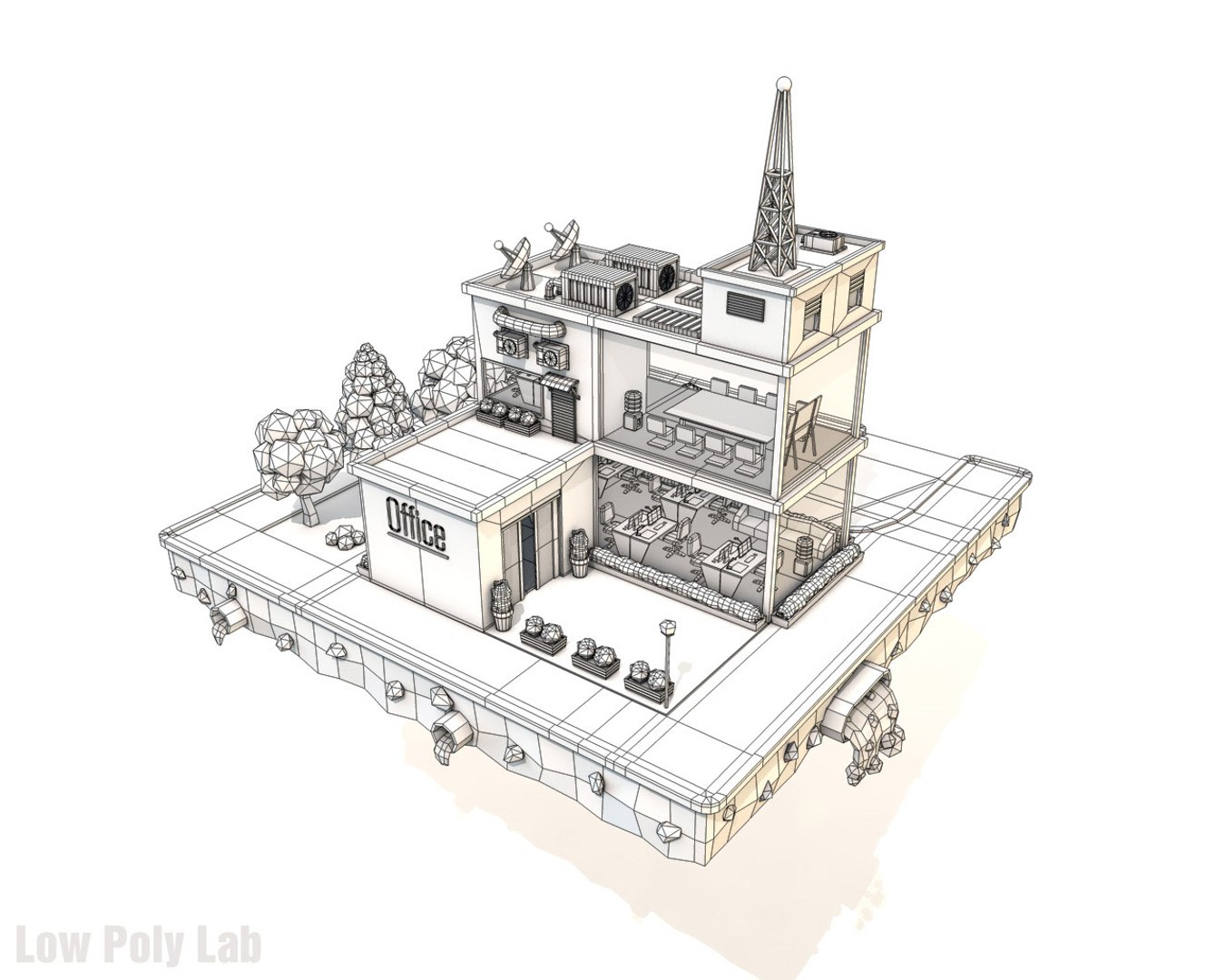 3D City Block Office Parking Model - TurboSquid 1157242