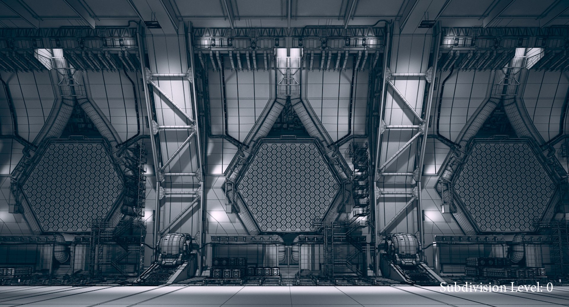 3d sci fi hangar interior model