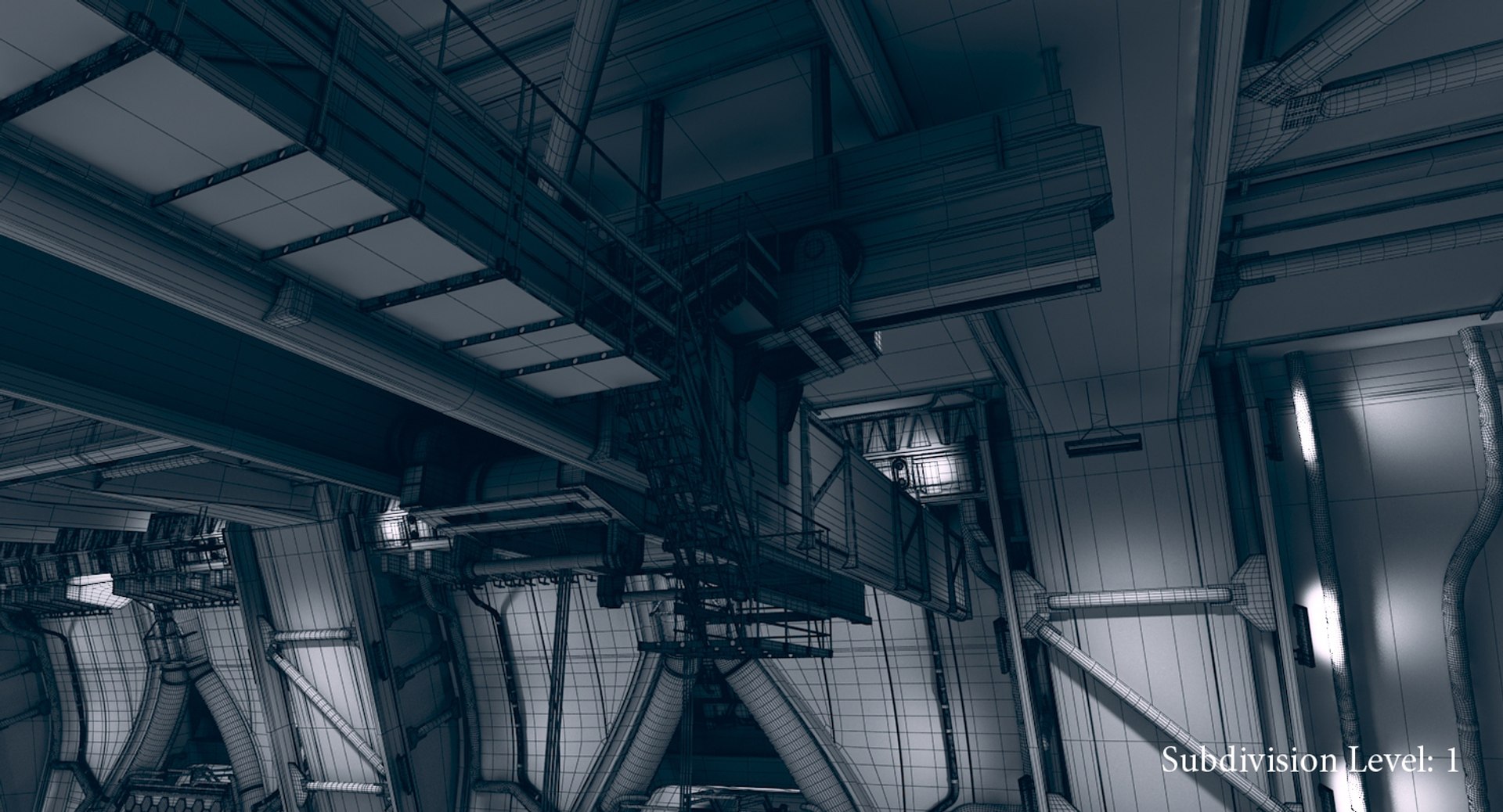 3d sci fi hangar interior model