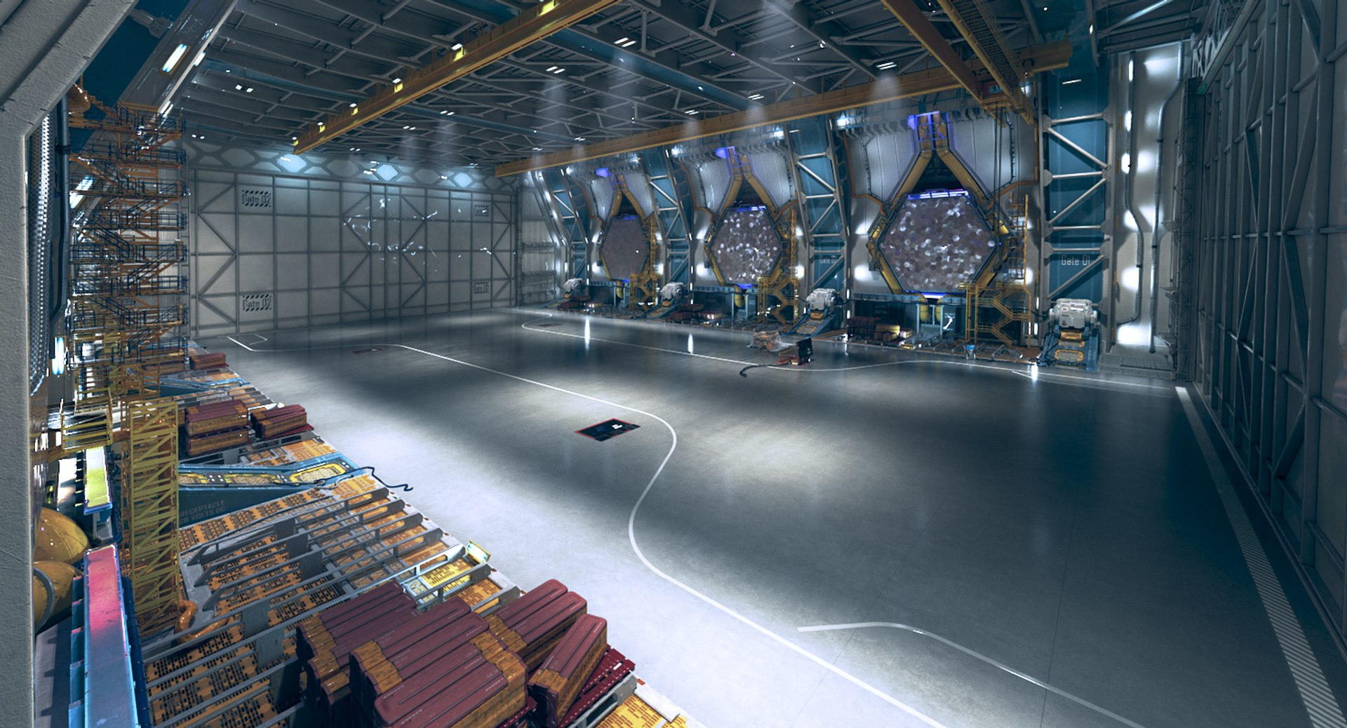 3d sci fi hangar interior model