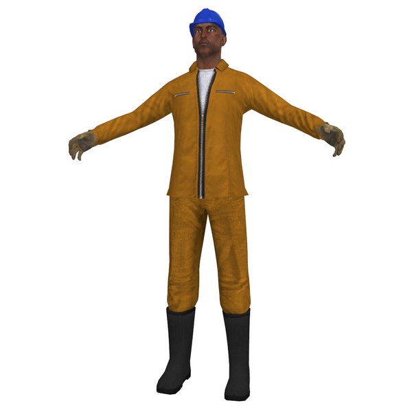 3d rigged worker man model