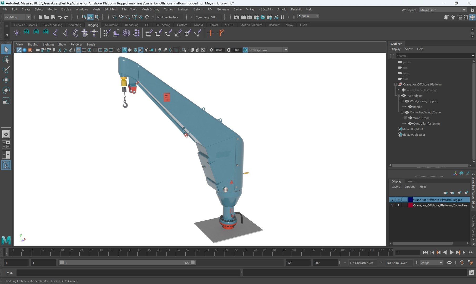 3D Crane For Offshore Platform Rigged For Maya Model - TurboSquid 2359158