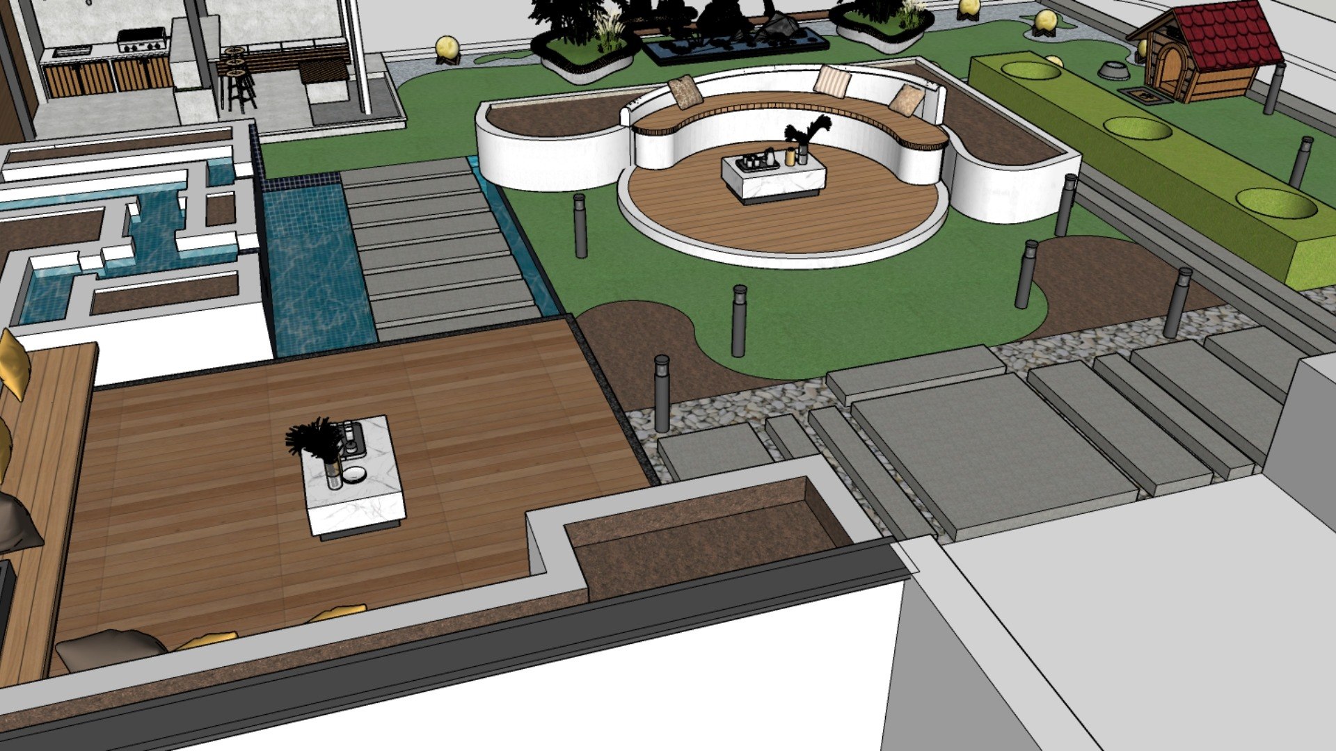 Backyard Landscape Design 3D Model Model - TurboSquid 2357146