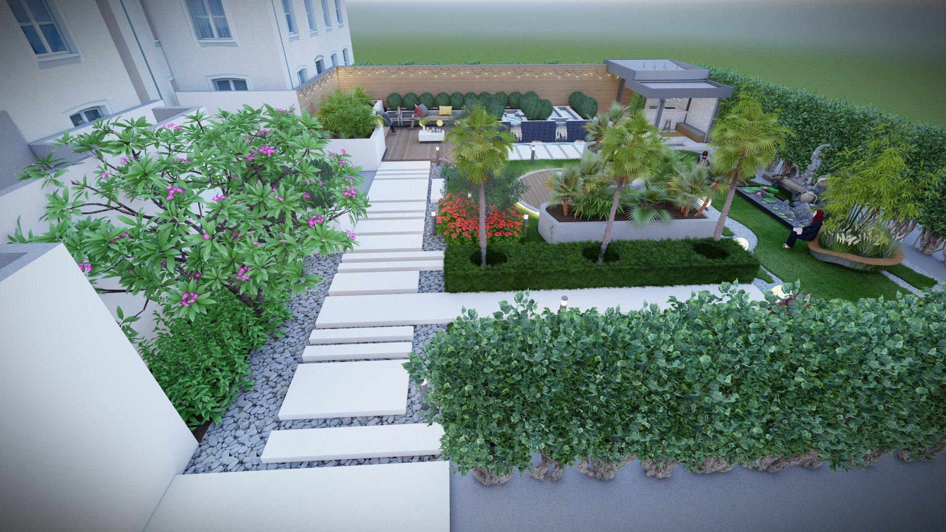 Backyard Landscape Design 3D Model Model - TurboSquid 2357146