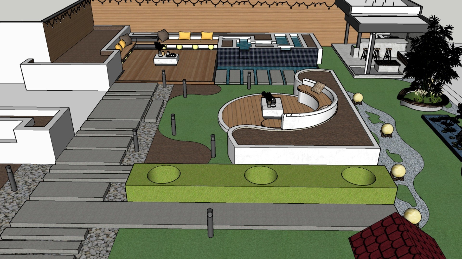 Backyard Landscape Design 3D Model Model - TurboSquid 2357146