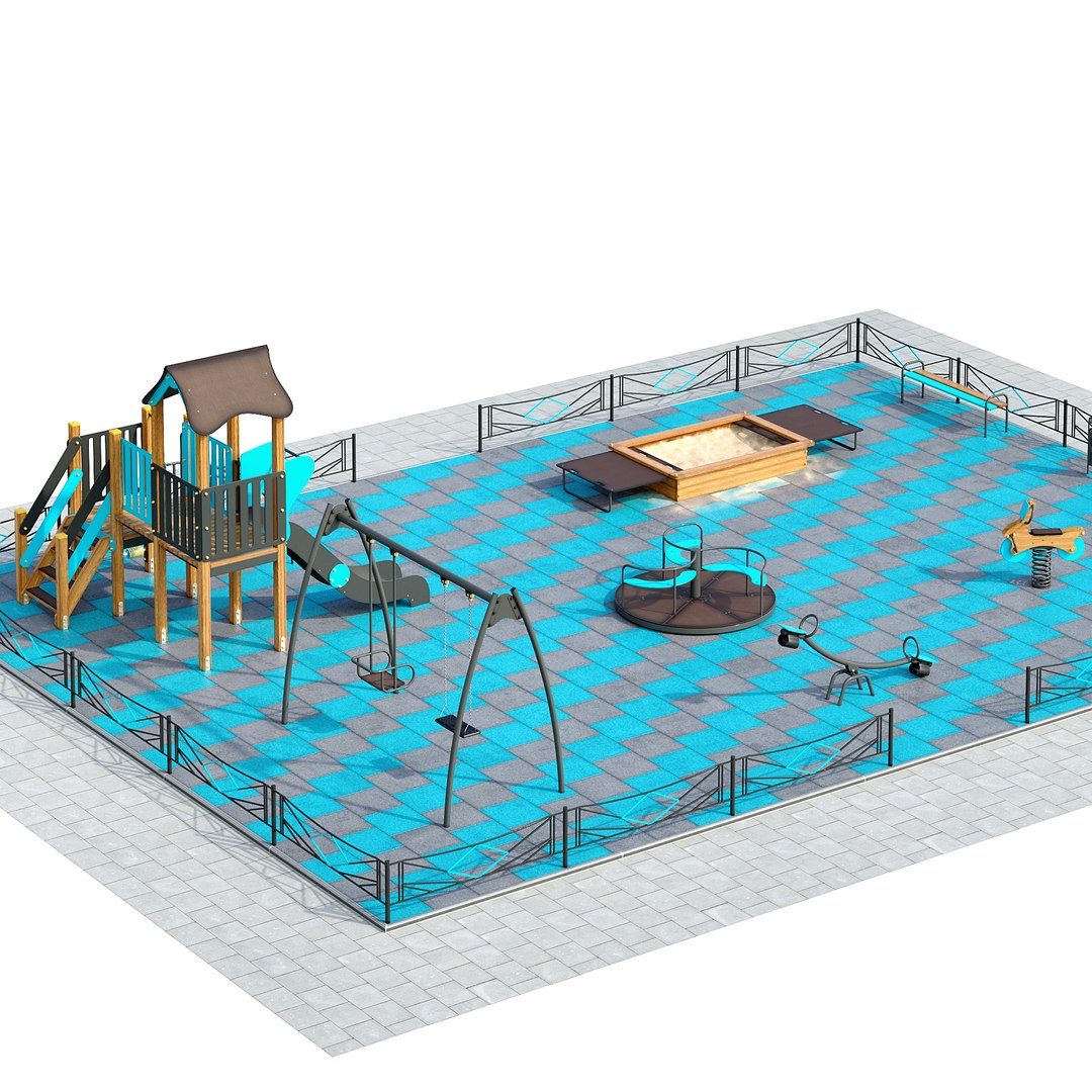 Stylish turquoise playground model - TurboSquid 1761079