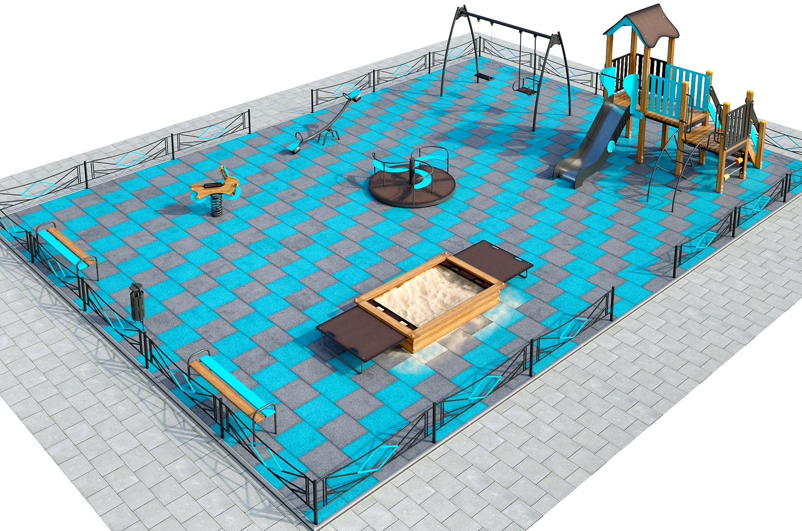 Stylish turquoise playground model - TurboSquid 1761079