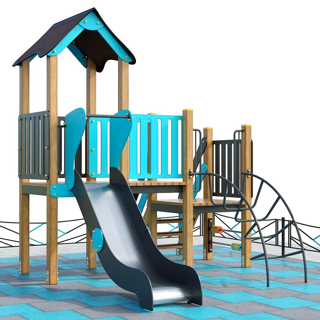 Stylish turquoise playground model - TurboSquid 1761079