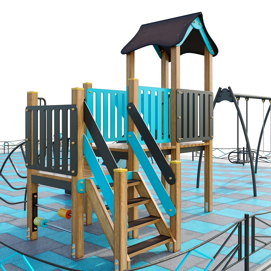 Stylish turquoise playground model - TurboSquid 1761079