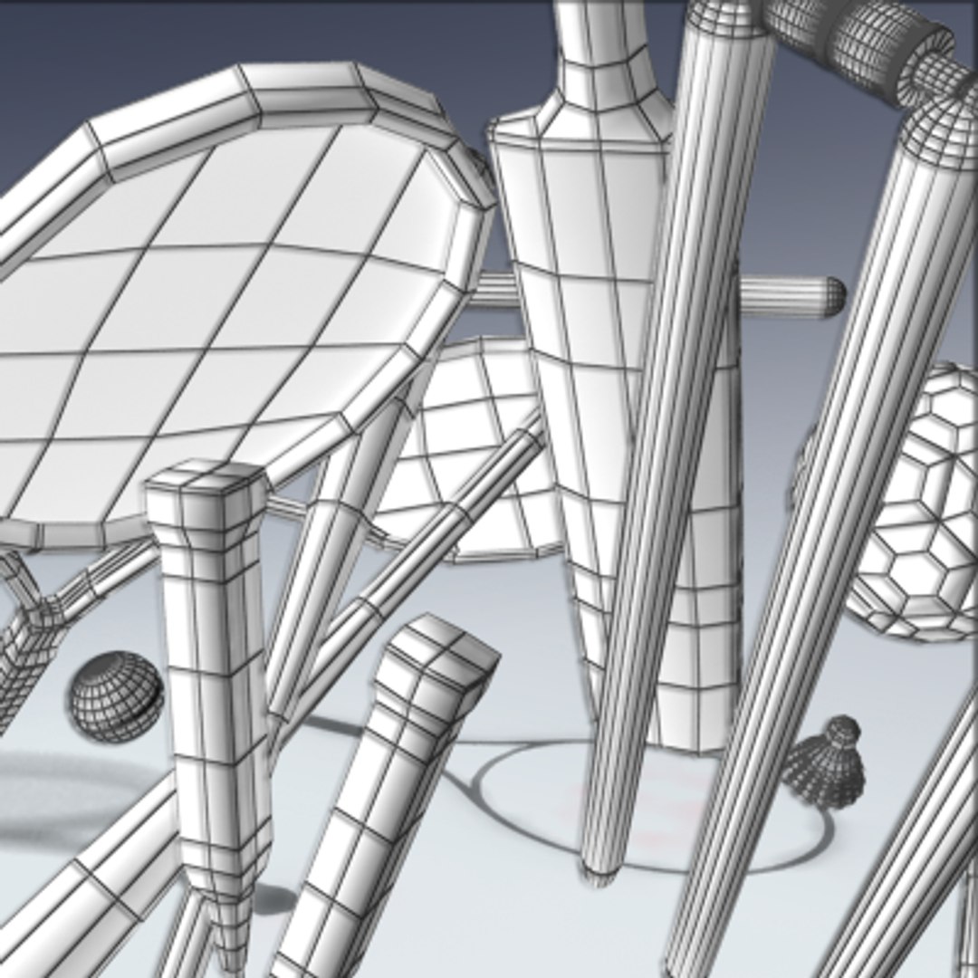 3d sports equipment pack model