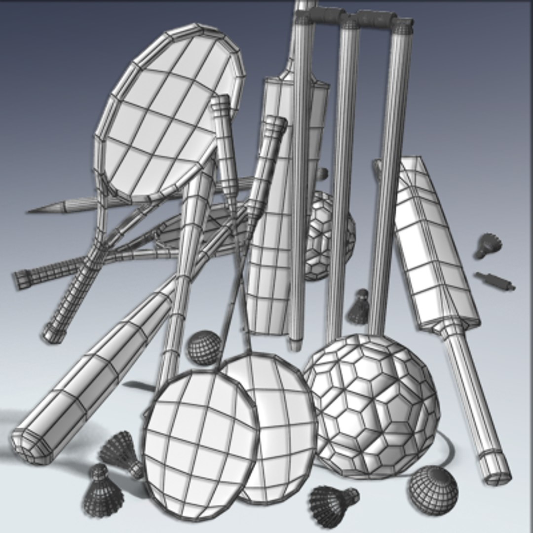 3d sports equipment pack model