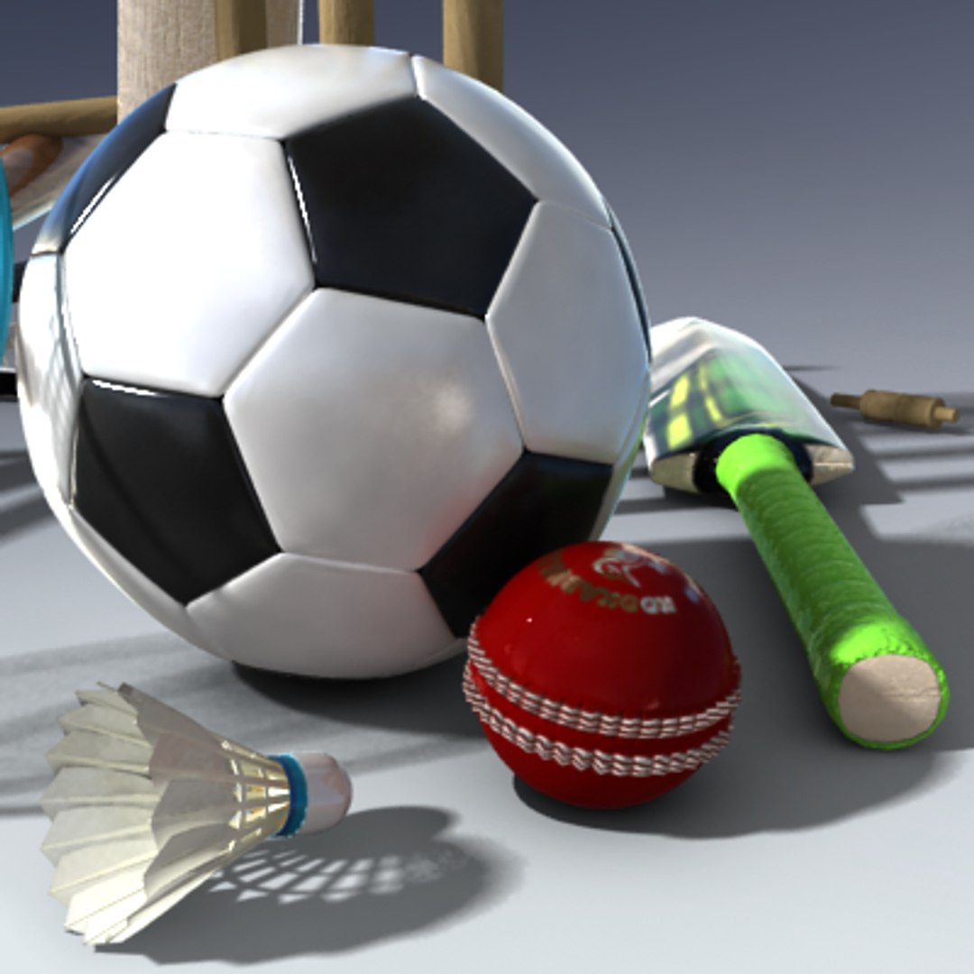 3d sports equipment pack model