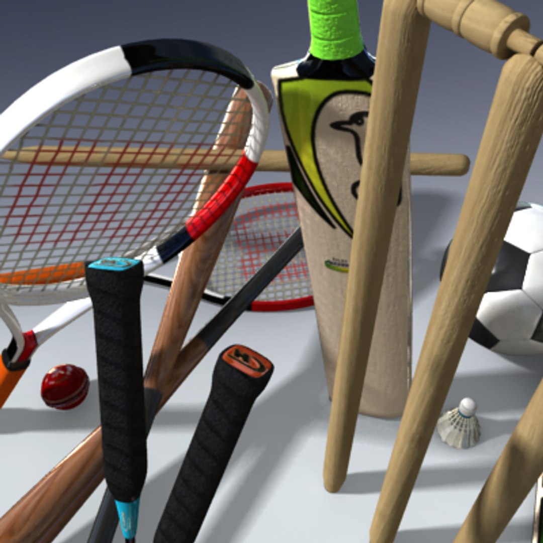 3d sports equipment pack model