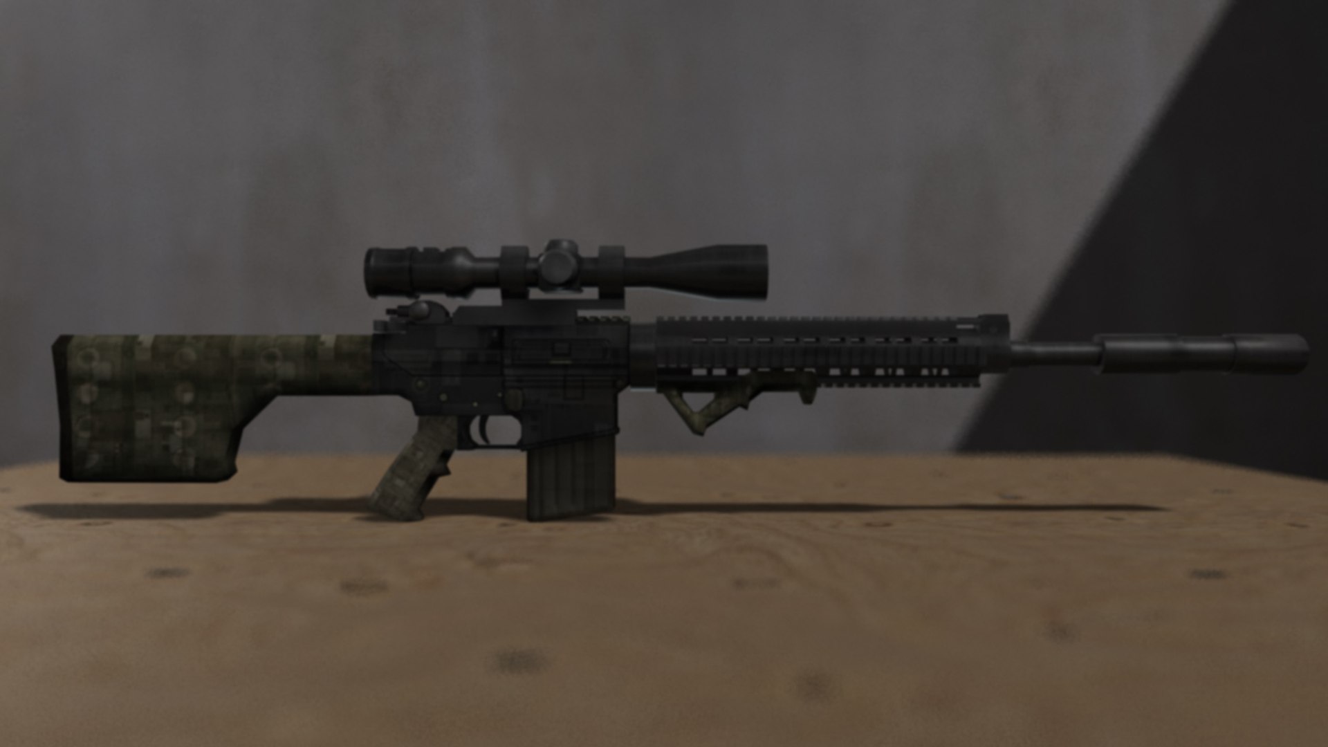 3d Model Of Modern Weapon Sr25