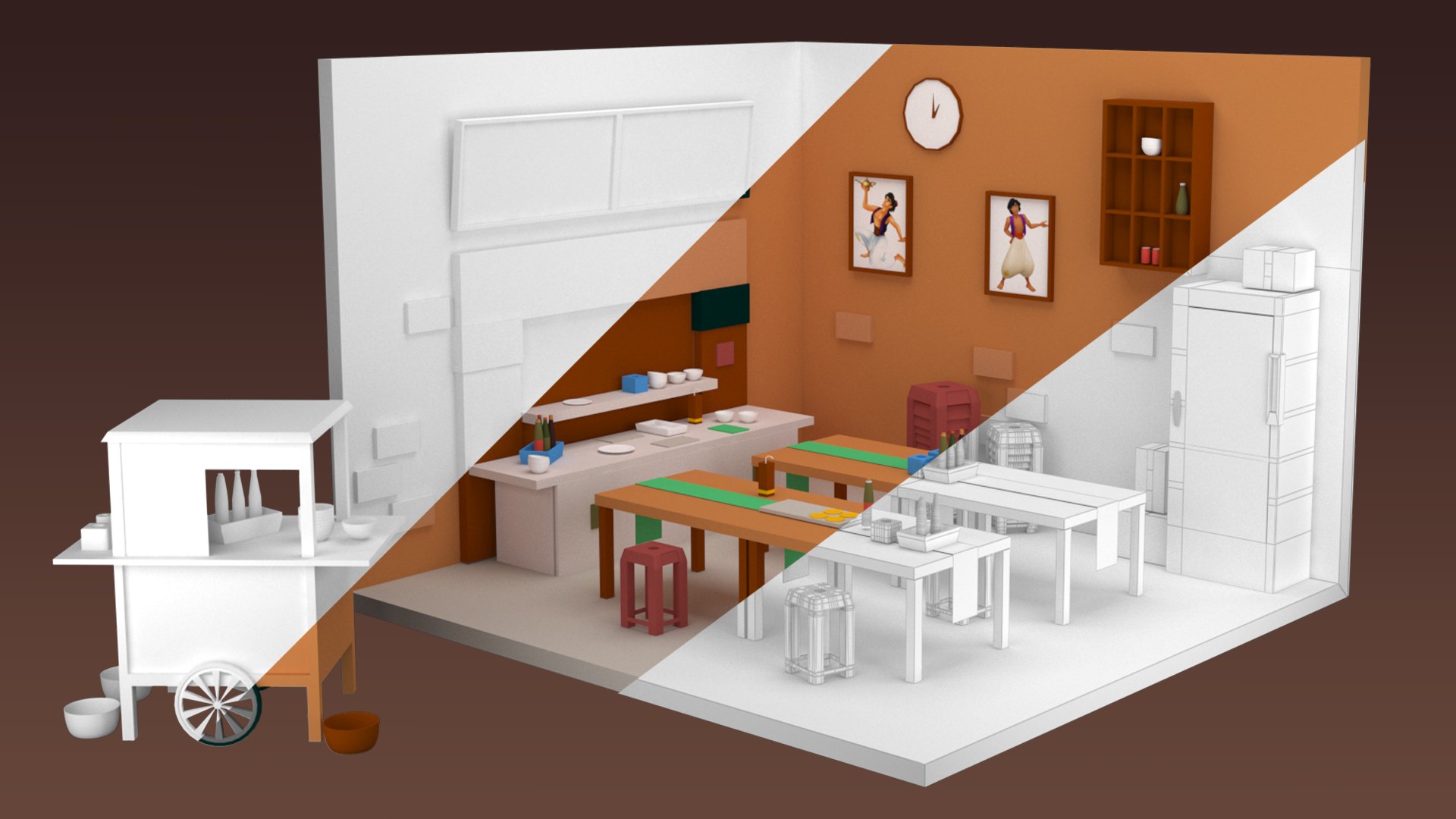 Mini Restaurant Model - TurboSquid 1731563