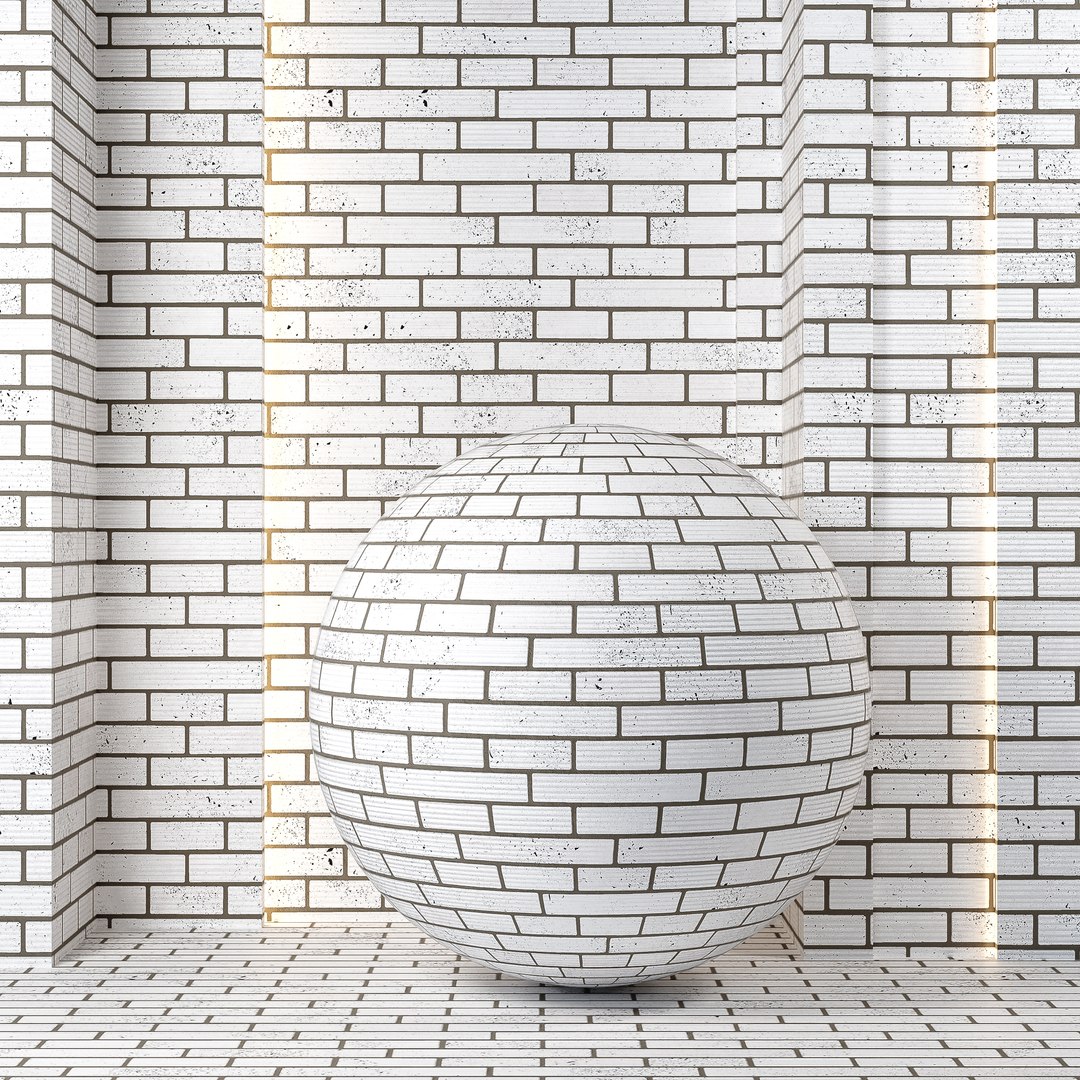3D Modern White Brick Wall - 4K Seamless PBR Set 06 - TurboSquid 2368291