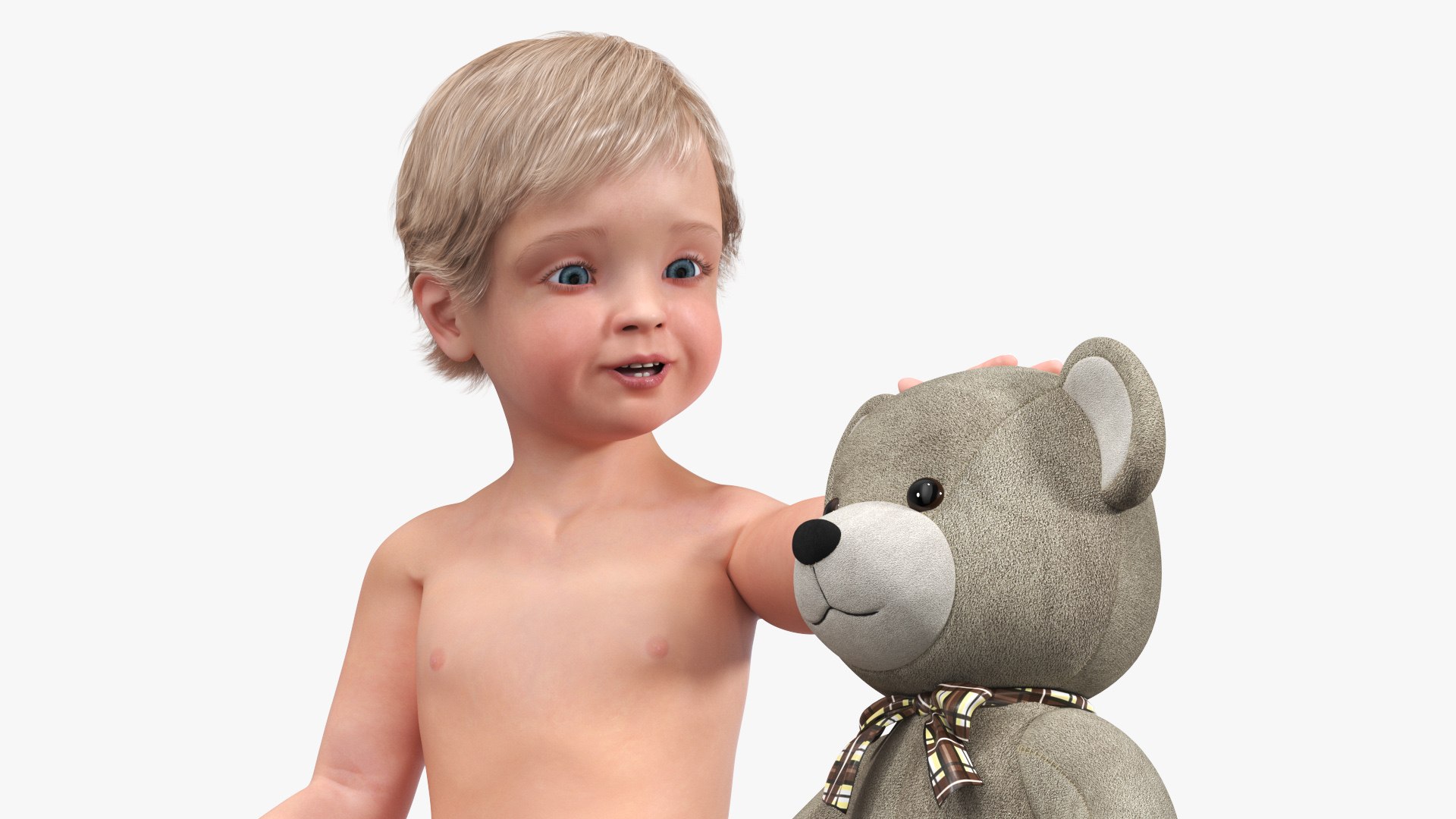 Kid Playing With Teddy Bear 3D Model - TurboSquid 2287224