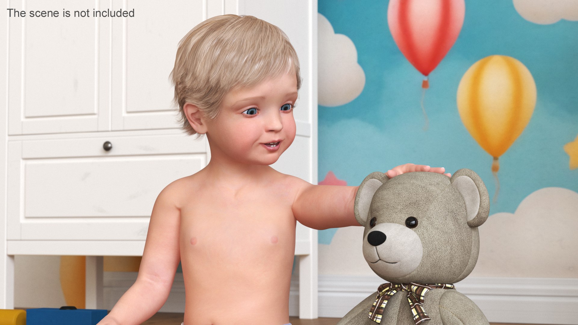 Kid Playing With Teddy Bear 3D Model - TurboSquid 2287224