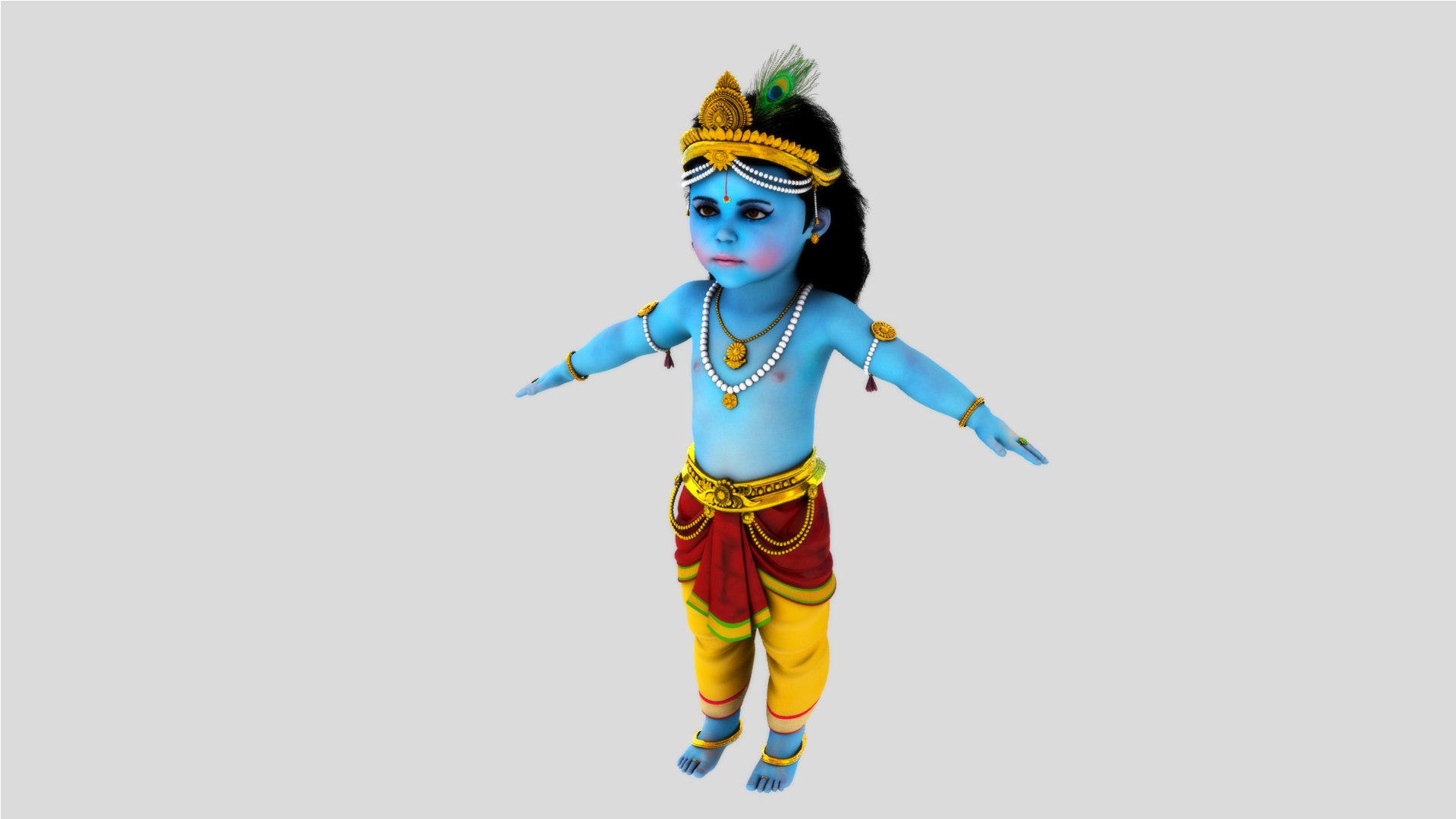 3D Lord Little Krishna T Pose - TurboSquid 2086618