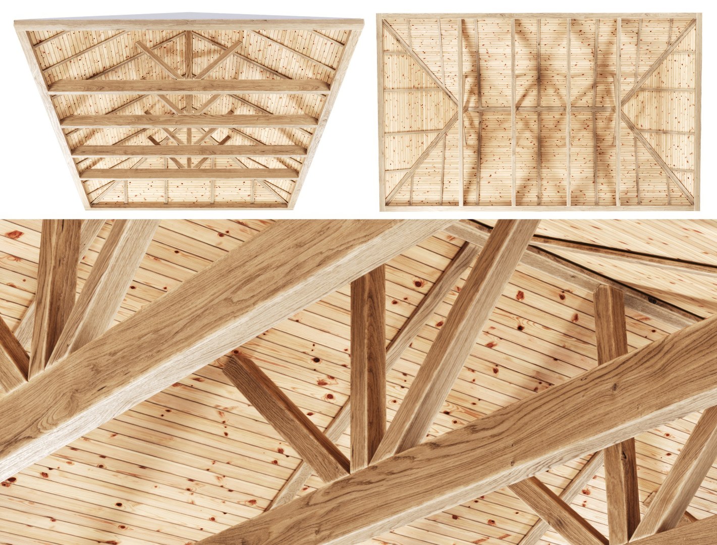 3D Wooden Ceiling V9 With Beams Model - TurboSquid 2285176