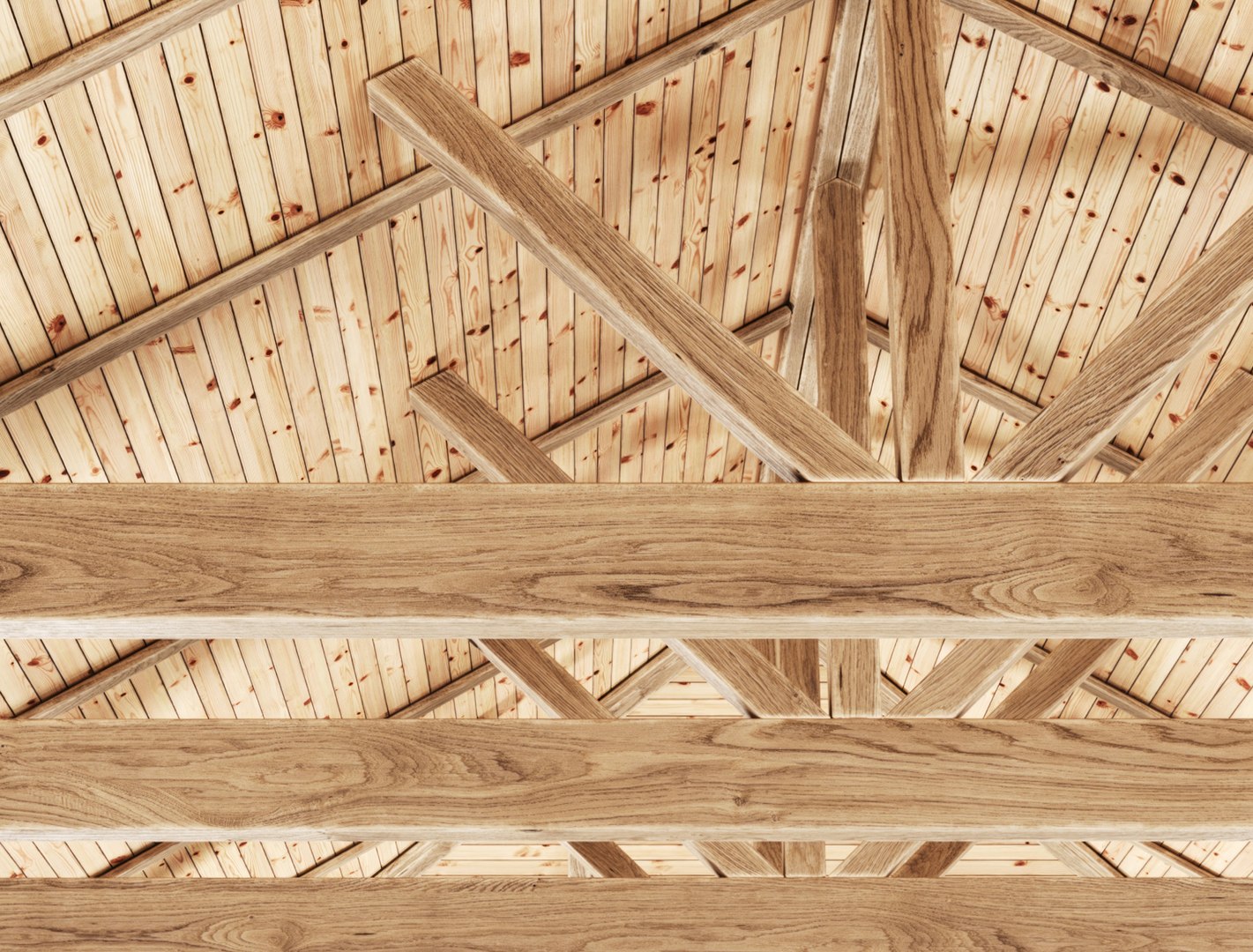 3D Wooden Ceiling V9 With Beams Model - TurboSquid 2285176