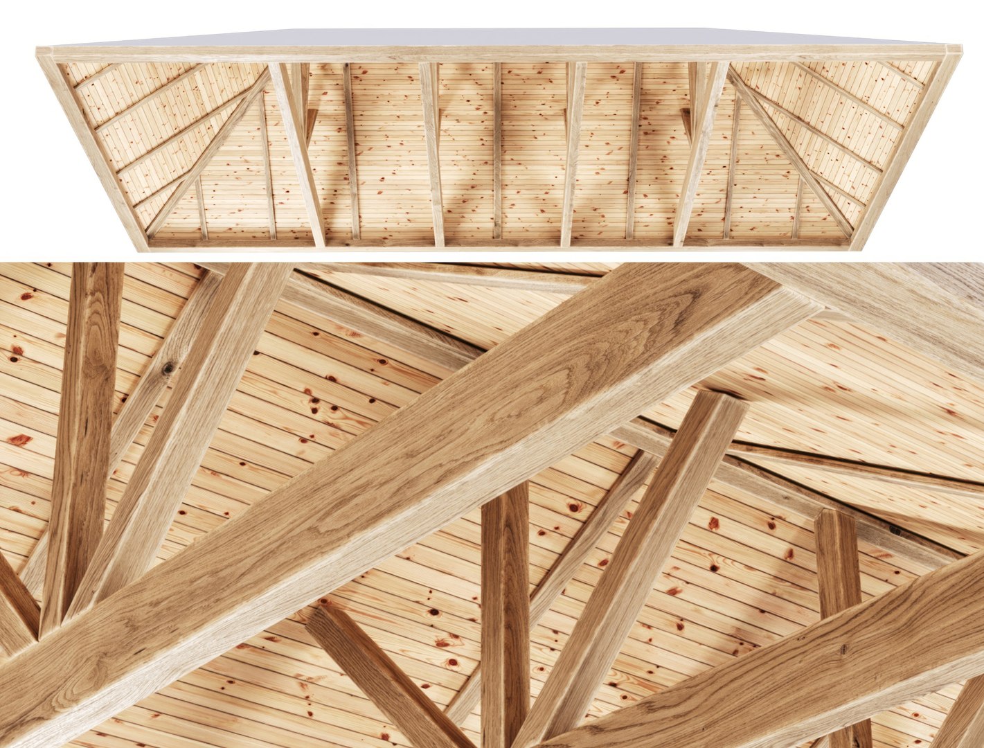3D Wooden Ceiling V9 With Beams Model - TurboSquid 2285176