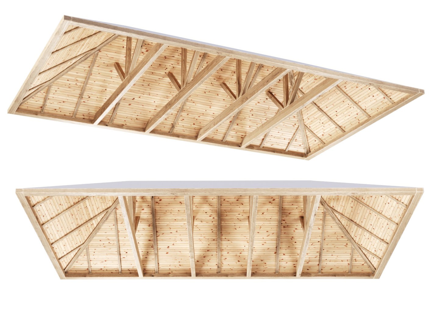 3D Wooden Ceiling V9 With Beams Model - TurboSquid 2285176