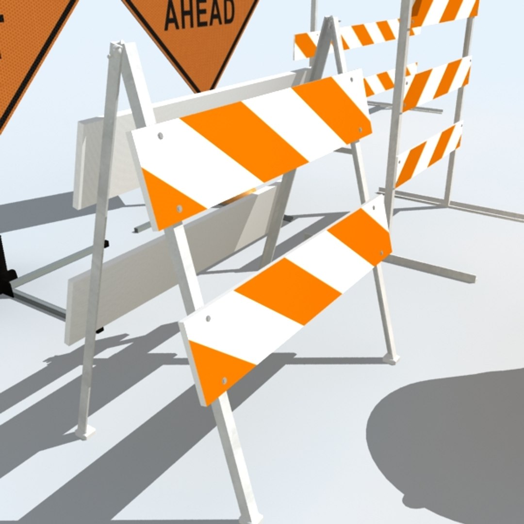 Construction Signs Barricades 3ds