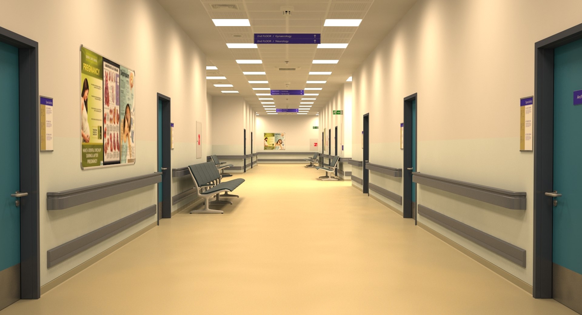 3D Model Hospital Corridor - TurboSquid 1197845