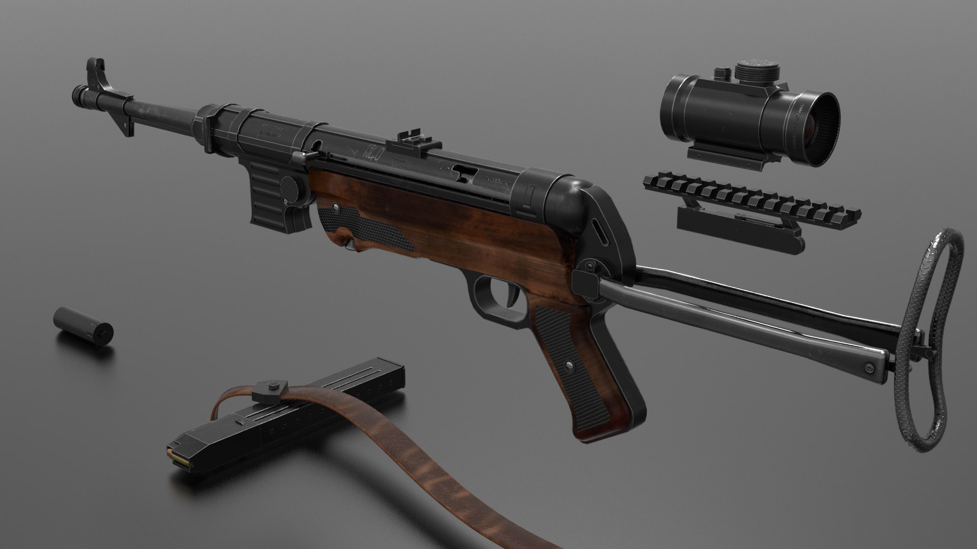 MP 40 Submachine Gun Fps-Tps Model - TurboSquid 2404018