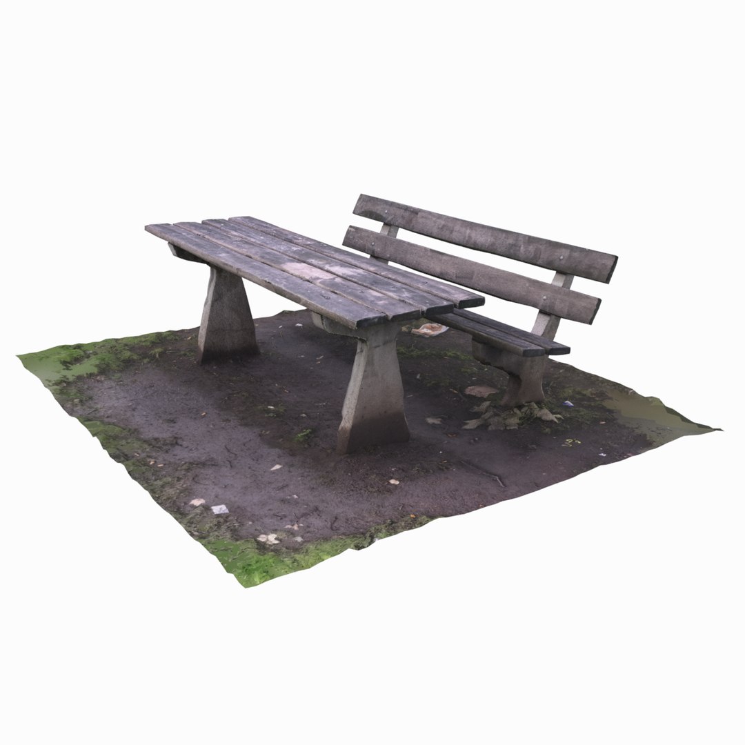 modelo 3d 3D Scan Bench and Table in a park - TurboSquid 1934361