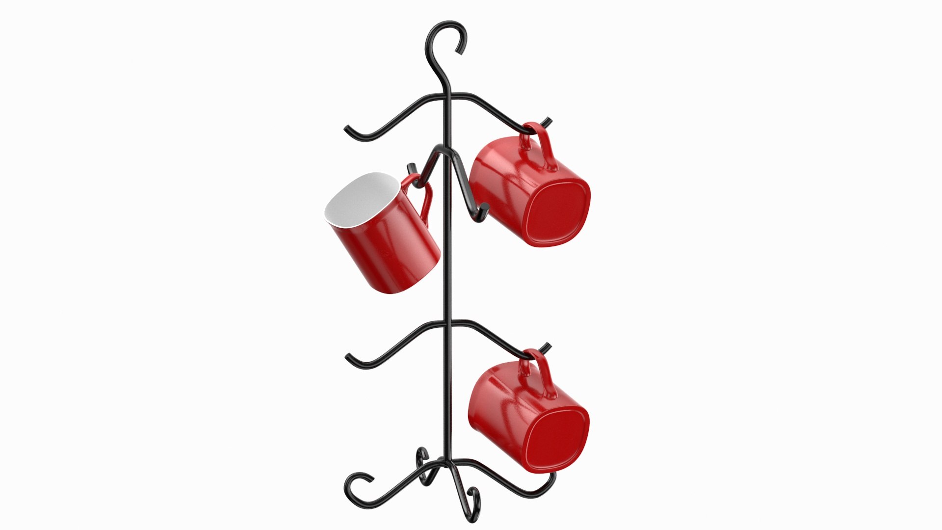 3D Mug Tree Stand With Red Mugs - TurboSquid 2285347