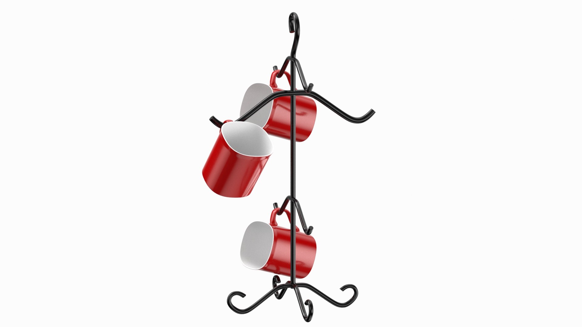3D Mug Tree Stand With Red Mugs - TurboSquid 2285347