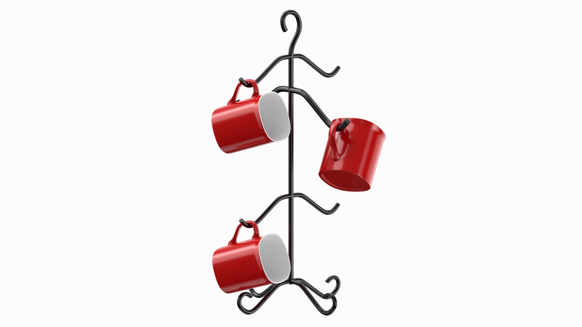 3D Mug Tree Stand With Red Mugs - TurboSquid 2285347