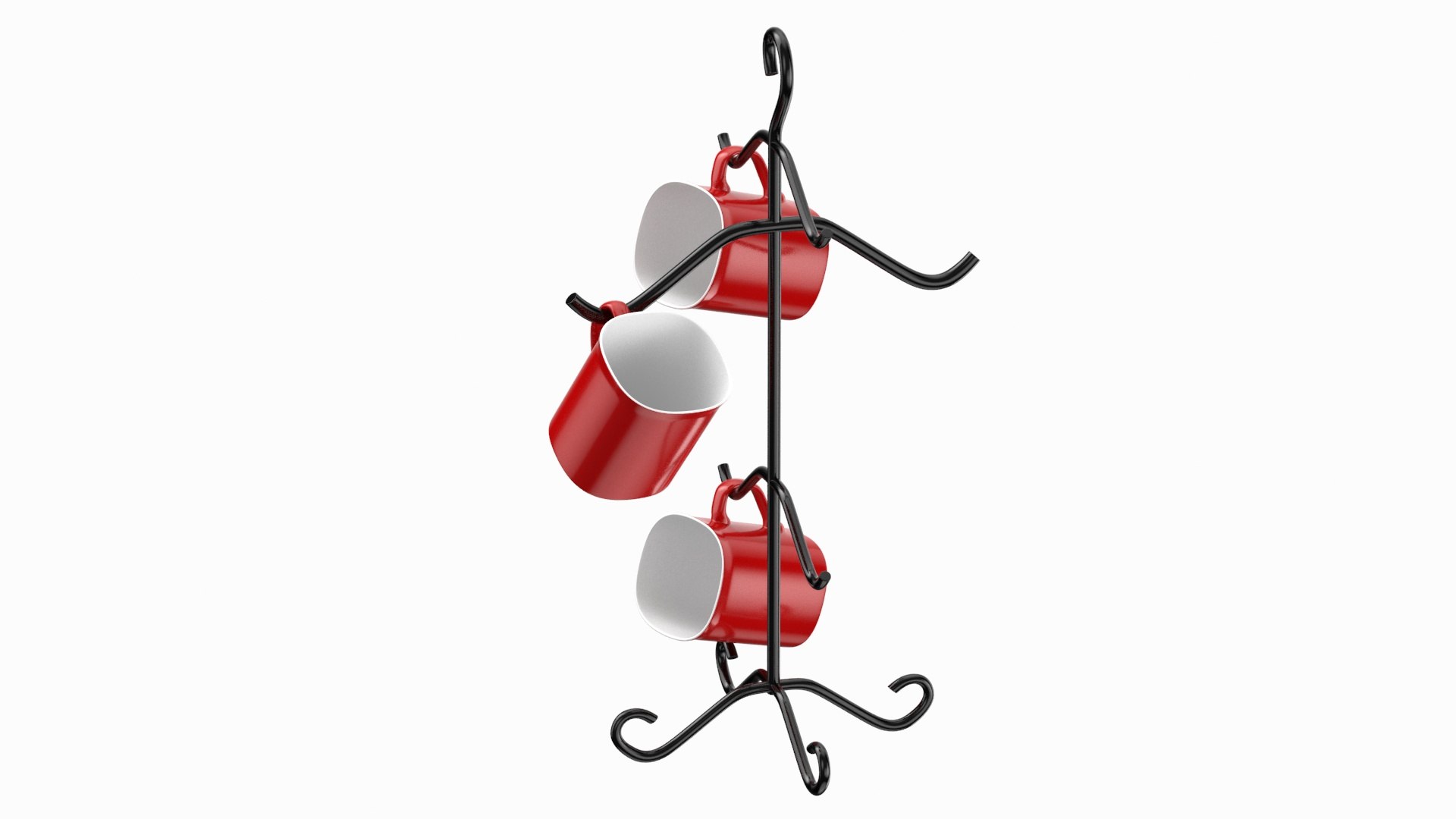 3D Mug Tree Stand With Red Mugs - TurboSquid 2285347