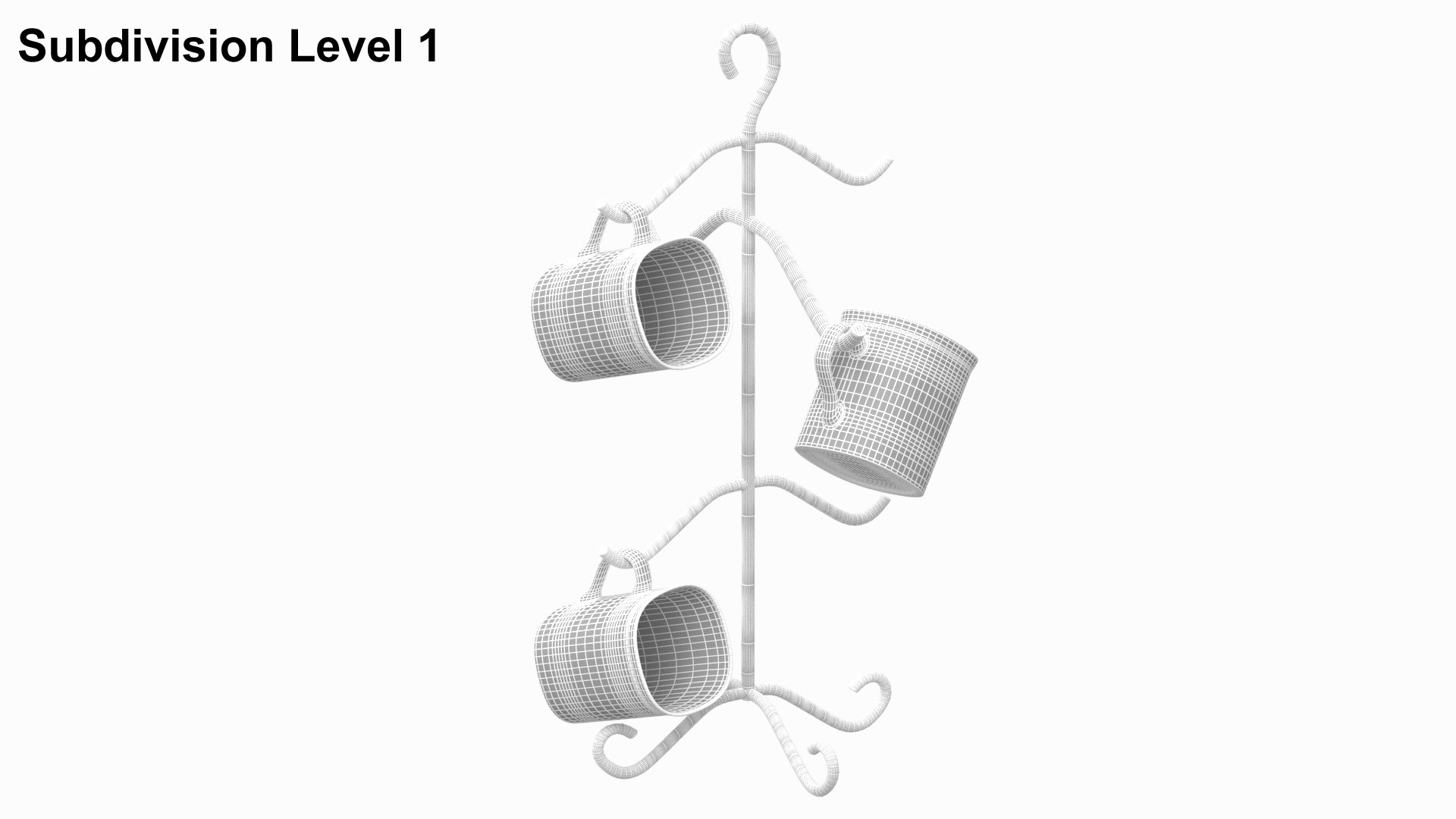 3D Mug Tree Stand With Red Mugs - TurboSquid 2285347