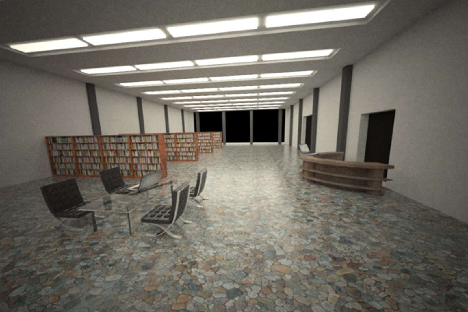 3d Model Of Library Modern