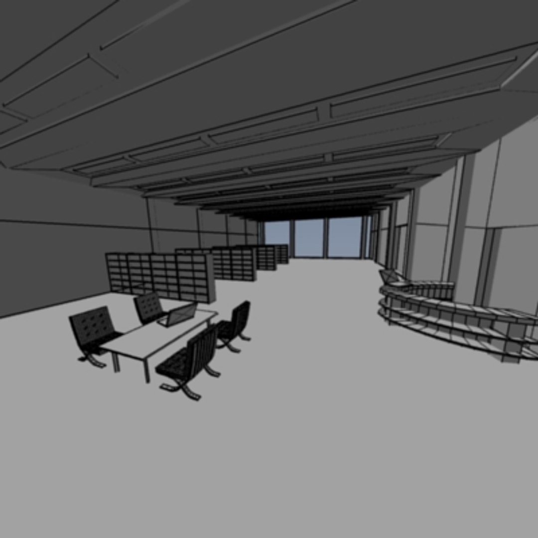 3d Model Of Library Modern