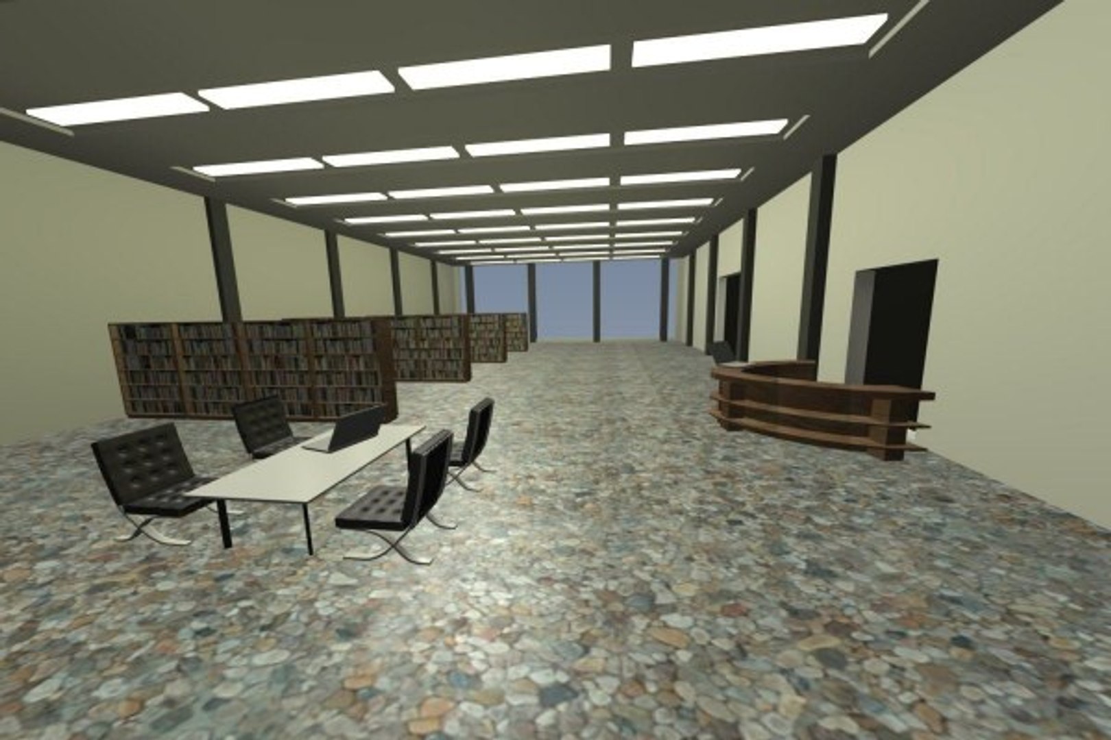 3d Model Of Library Modern