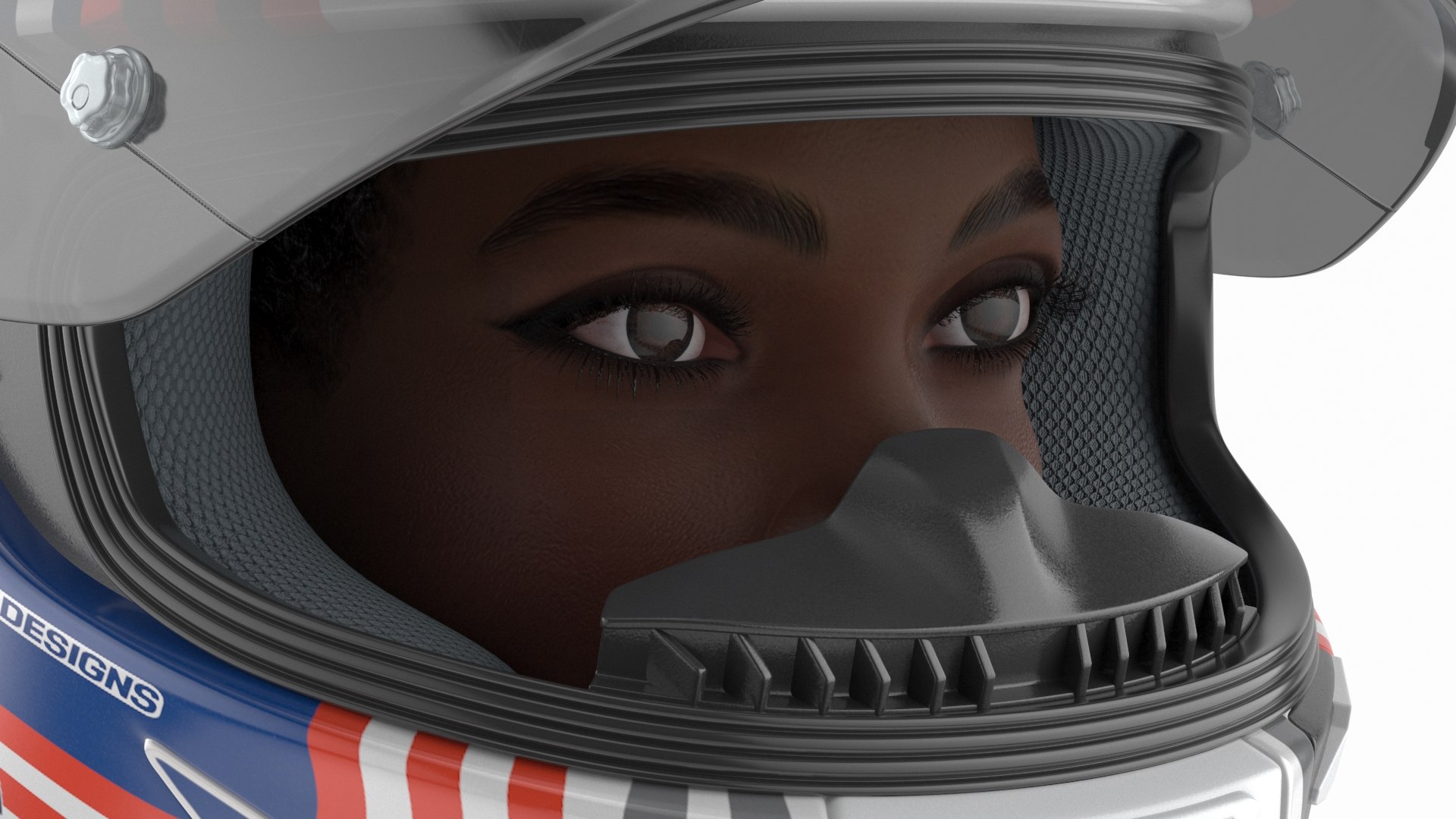 Afro American Woman In Racing Helmet 3D Model - TurboSquid 2368193