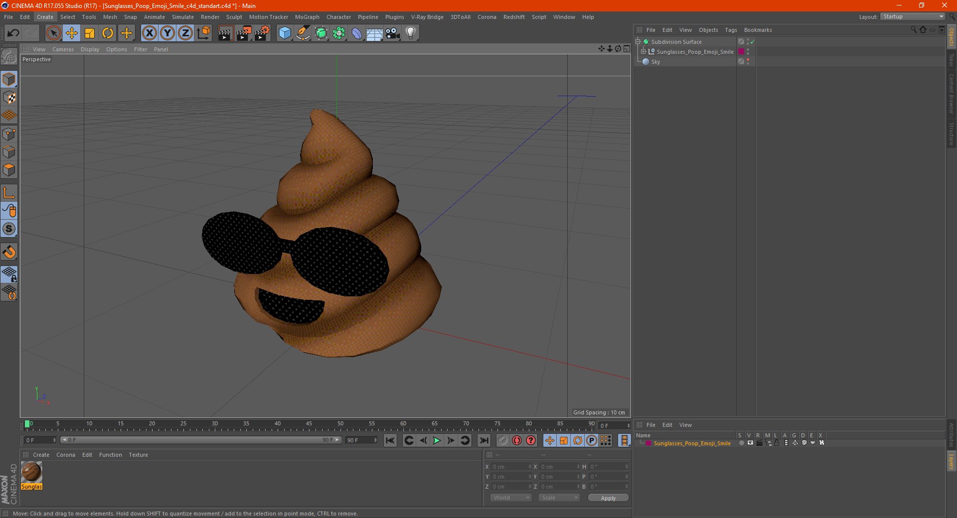 Sunglasses Poop Emoji Smile Model - TurboSquid 1801239