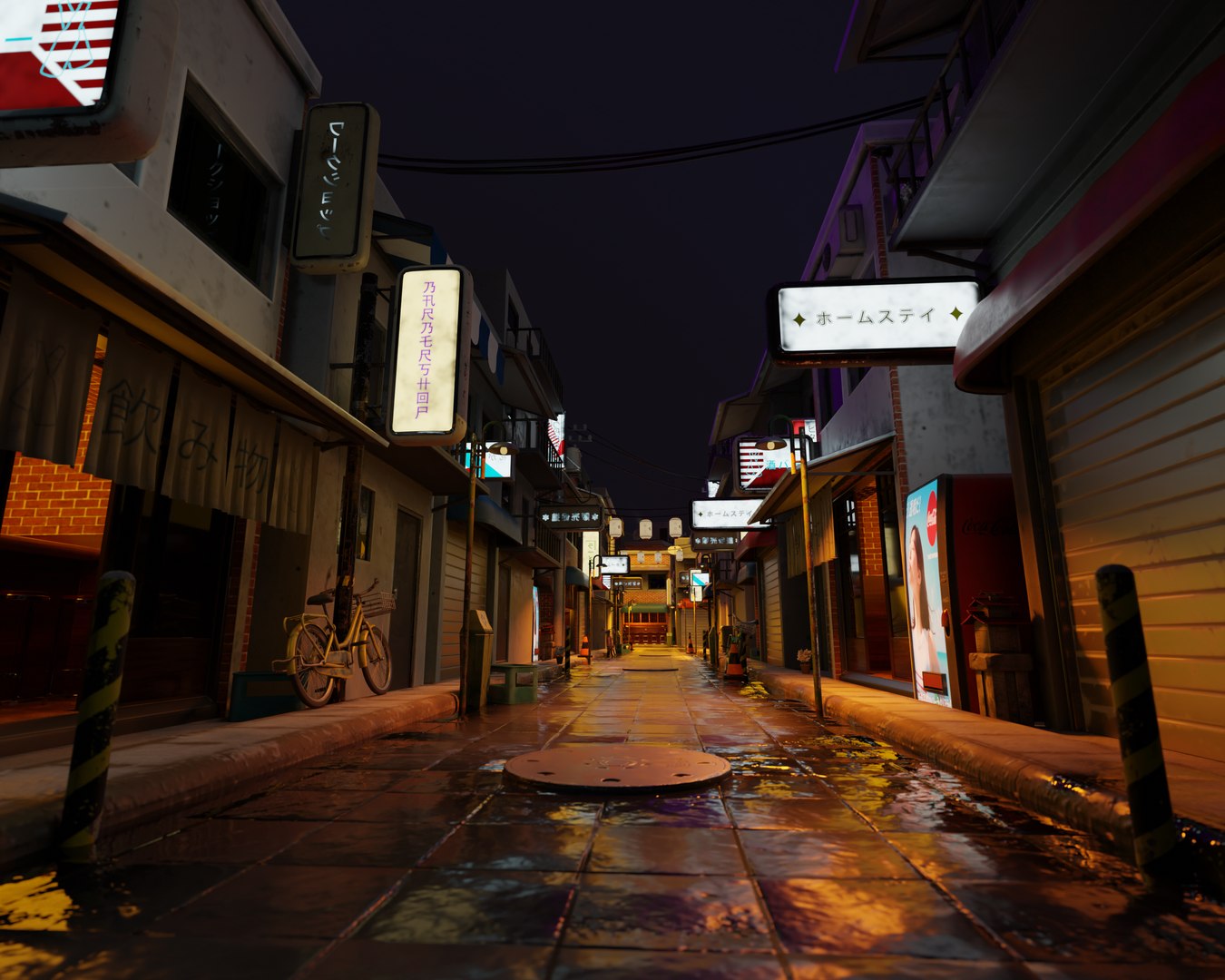 3D Model Japanese Street Alley Pack Low-poly 3d Model Low-poly 3D Model ...