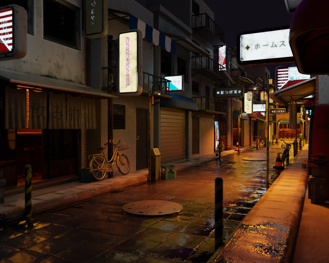 3D Model Japanese Street Alley Pack Low-poly 3d Model Low-poly 3D Model ...