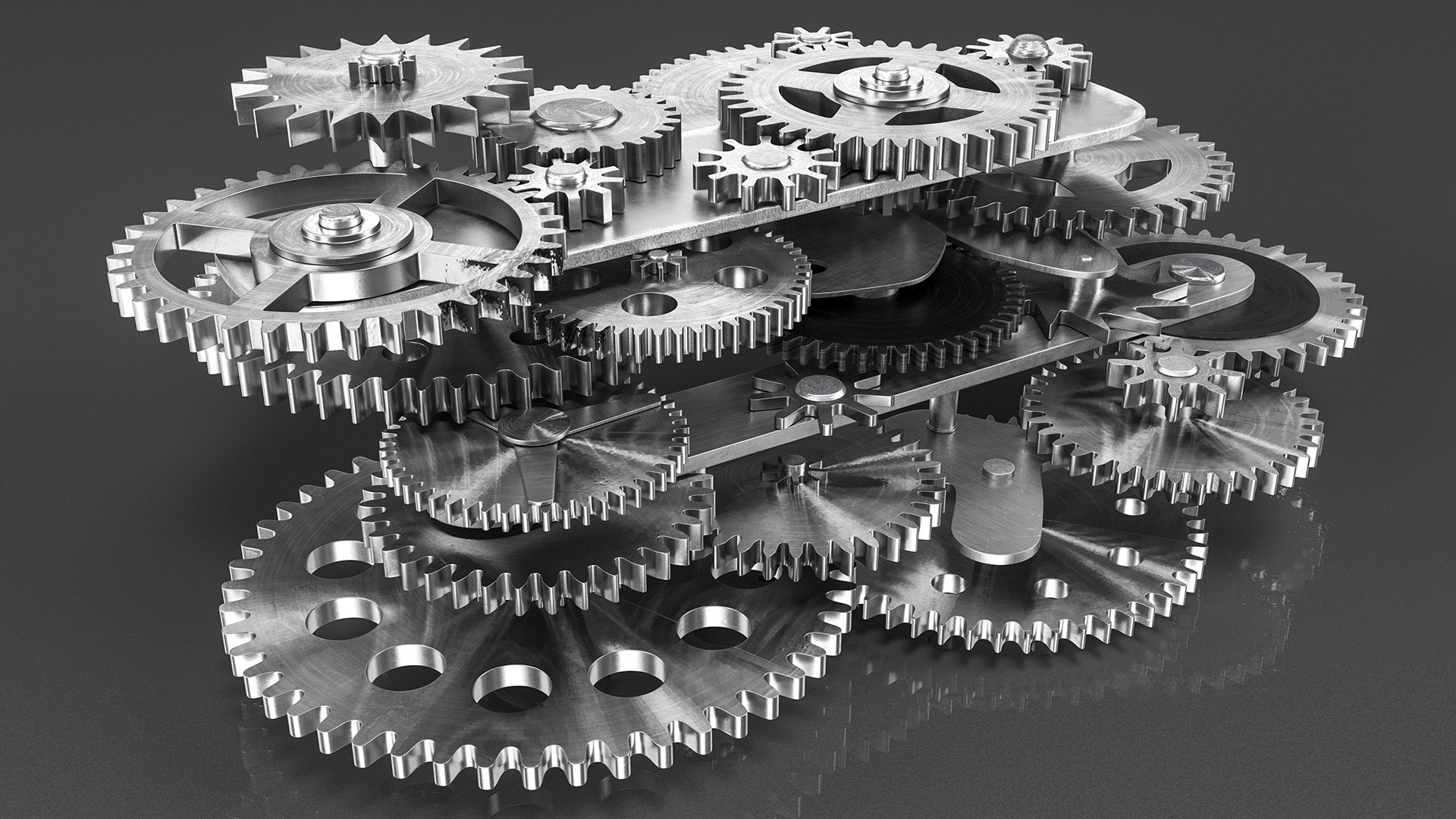 Clockwork gear mechanism silver 3D model - TurboSquid 1653115